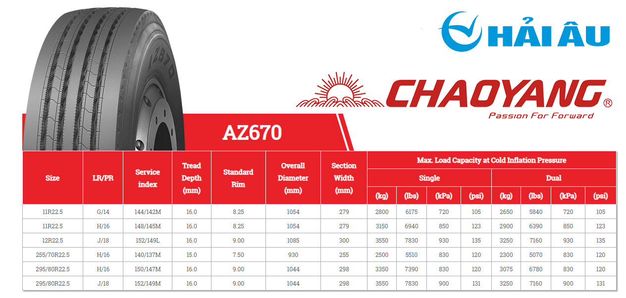 Lốp xe tải ChaoYang AZ670 - Lốp Xe Hải Âu
