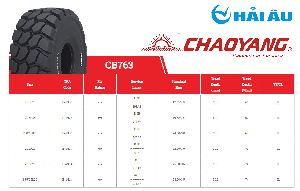Lốp xe công trình ChaoYang CB763 - Lốp Xe Hải Âu